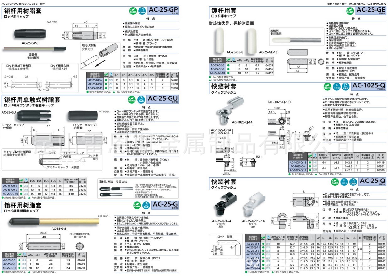 日本原装进口泷源(TAKIGEN)锁杆AC-25-RW-8-1000A-阿里巴巴