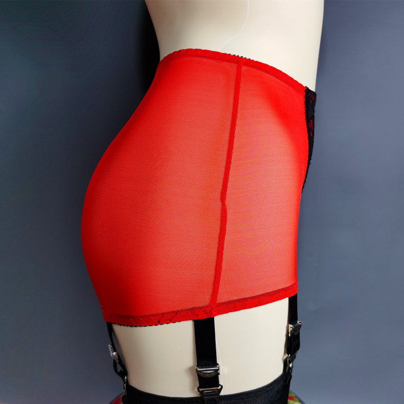 吊袜带 欧美复古透明外贸情趣性感女士网纱蕾丝短裤开档款6爪吊带-阿里巴巴