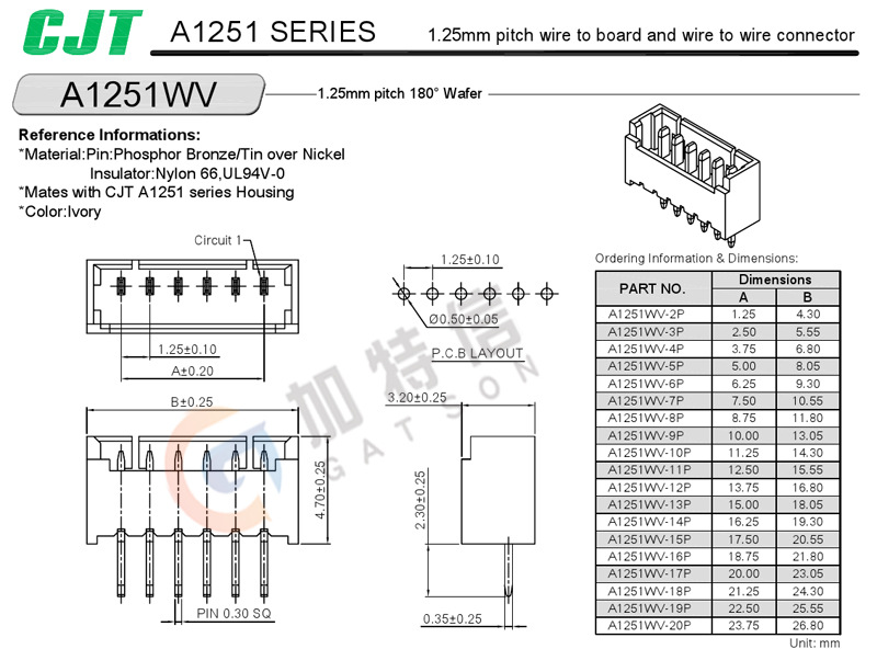 A1251WV-2P 连接器原装 间距1.25mm 直插 2P 针座连接器-阿里巴巴