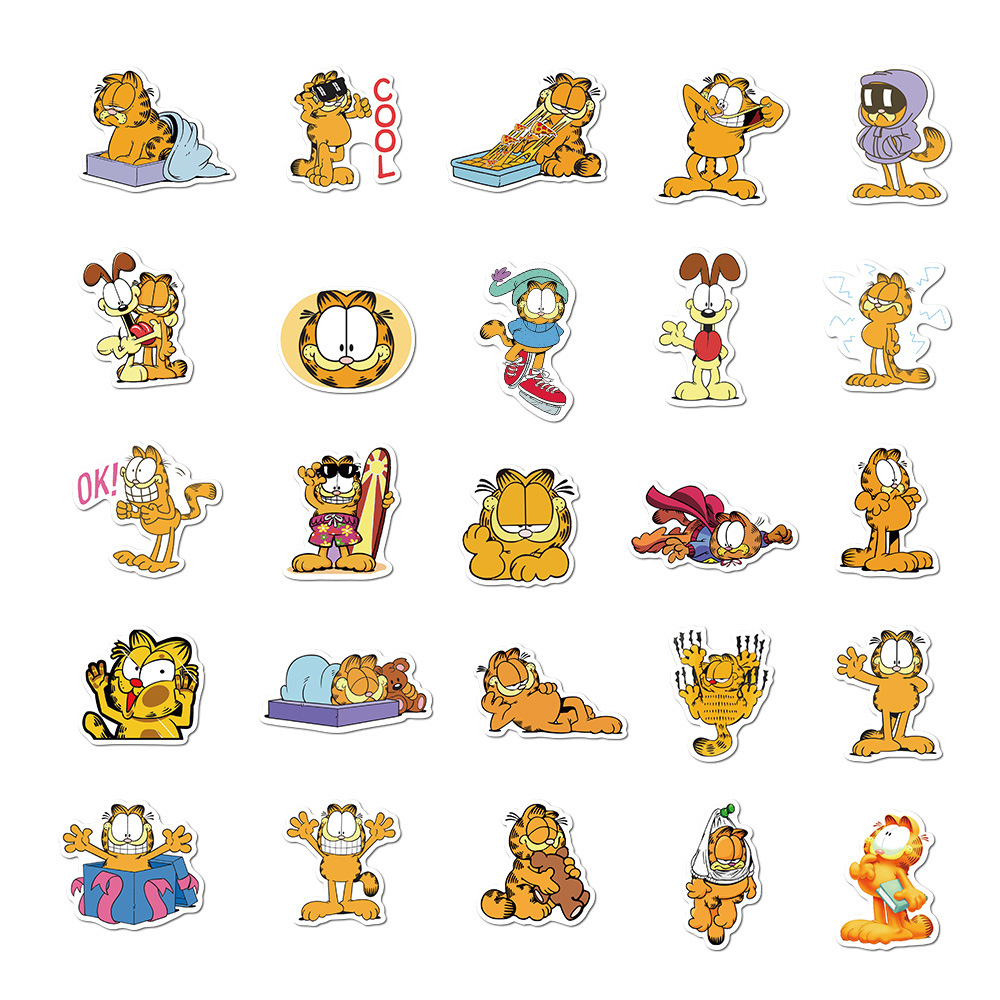 50 pcs NEW Garfield Stickers | Waterproof Stickers for Laptop ...