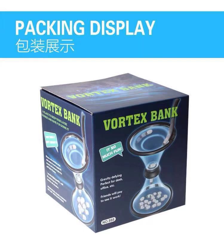 创意重力旋转旋风存钱罐解压漏斗透明转圈硬币储钱桶 vortex bank-阿里巴巴