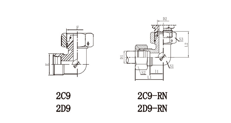 伊顿永华标准液压接头 2C9/2D9系列H外丝H锁母90°转换接头厂家-阿里巴巴