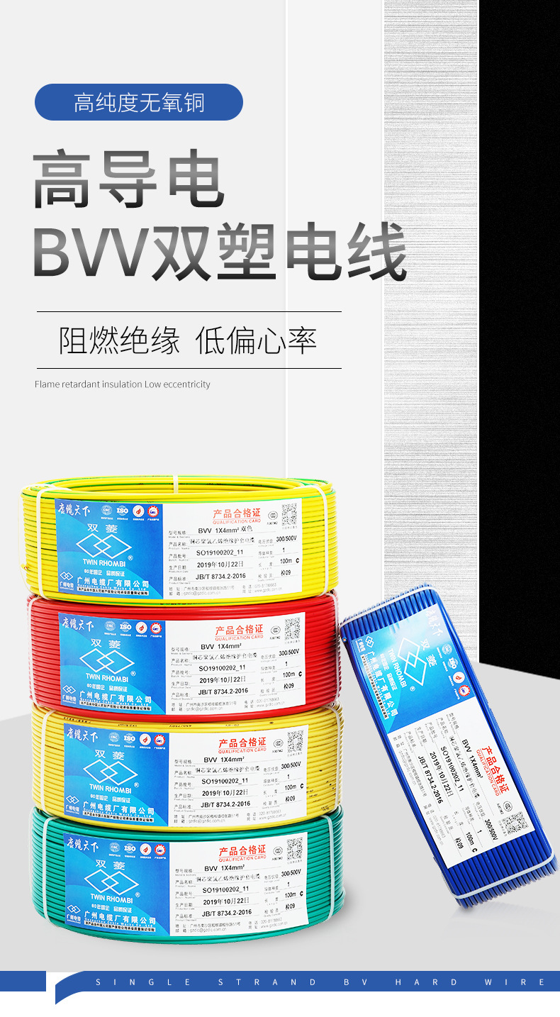 厂家供应BVV2.5/4/6平方电线双塑单芯工业家用护套硬线现货批发-阿里巴巴