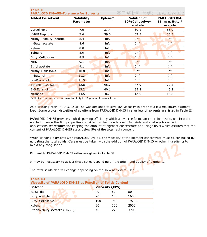 陶氏罗门哈斯热塑性固体丙烯酸树脂paraloid DM-55颜料分剂-阿里巴巴