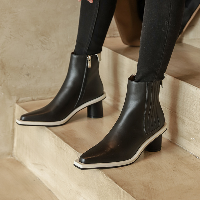 Chiko Manal Square Toe Block Heels Boots
