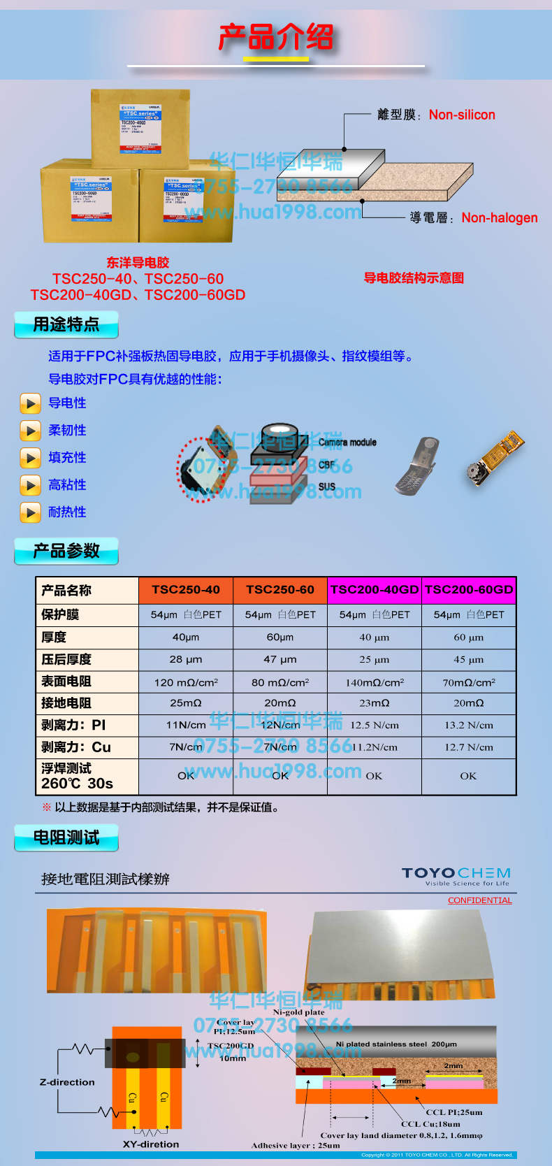东洋TSC200-60GD热固导电胶、胶膜、双面胶带：FPC钢补强、补强板-阿里巴巴