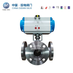 AT气动控制阀 气动三通球阀 T型球阀 Q645F-16P 不锈钢阀-阿里巴巴