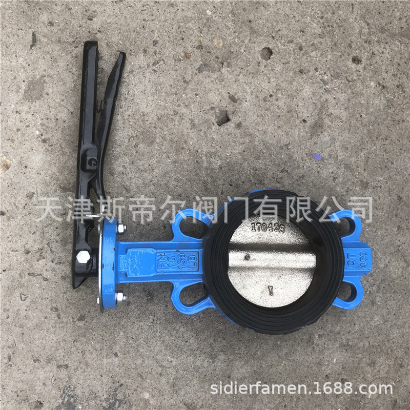 手柄衬胶对夹蝶阀球墨铸铁蝶阀 软密封中线蝶阀厂家天津D71J-16Q-阿里巴巴