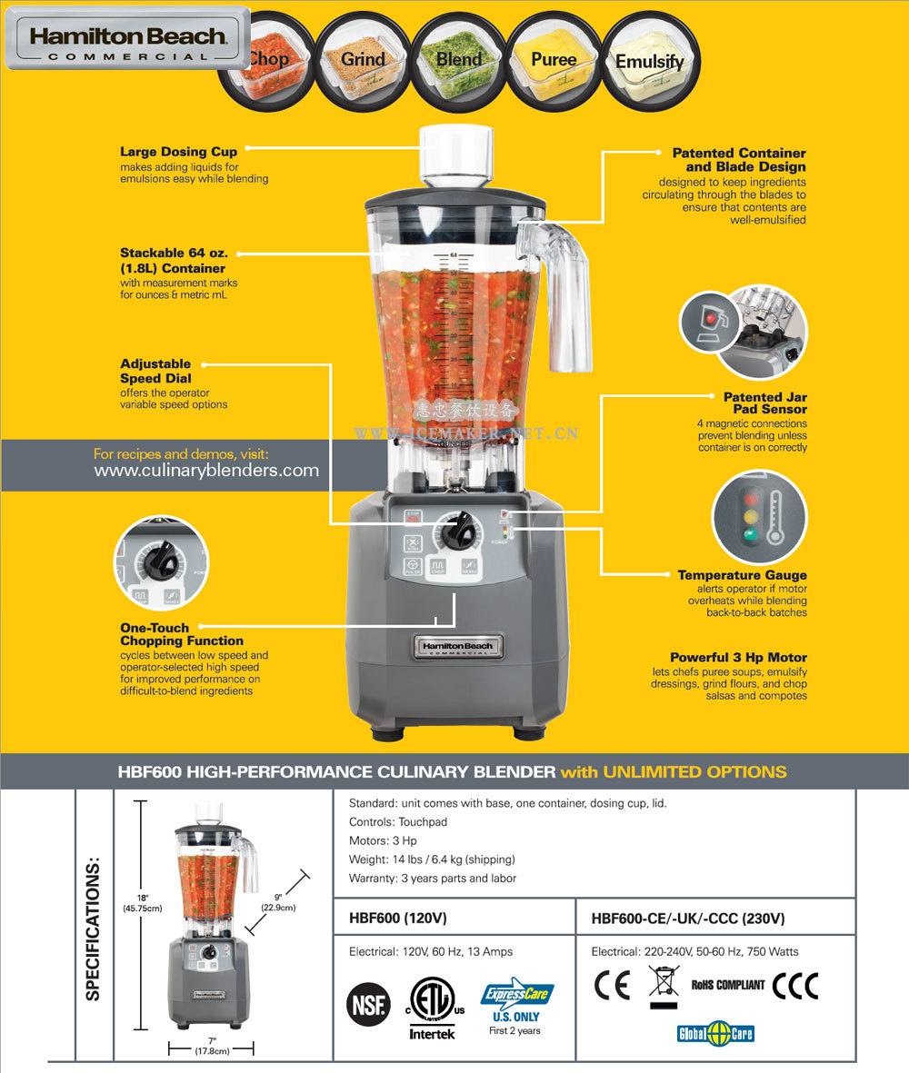 美国Hamilton Beach咸美顿食物搅拌机HBF600汉美驰搅拌机PE搅拌缸-阿里巴巴
