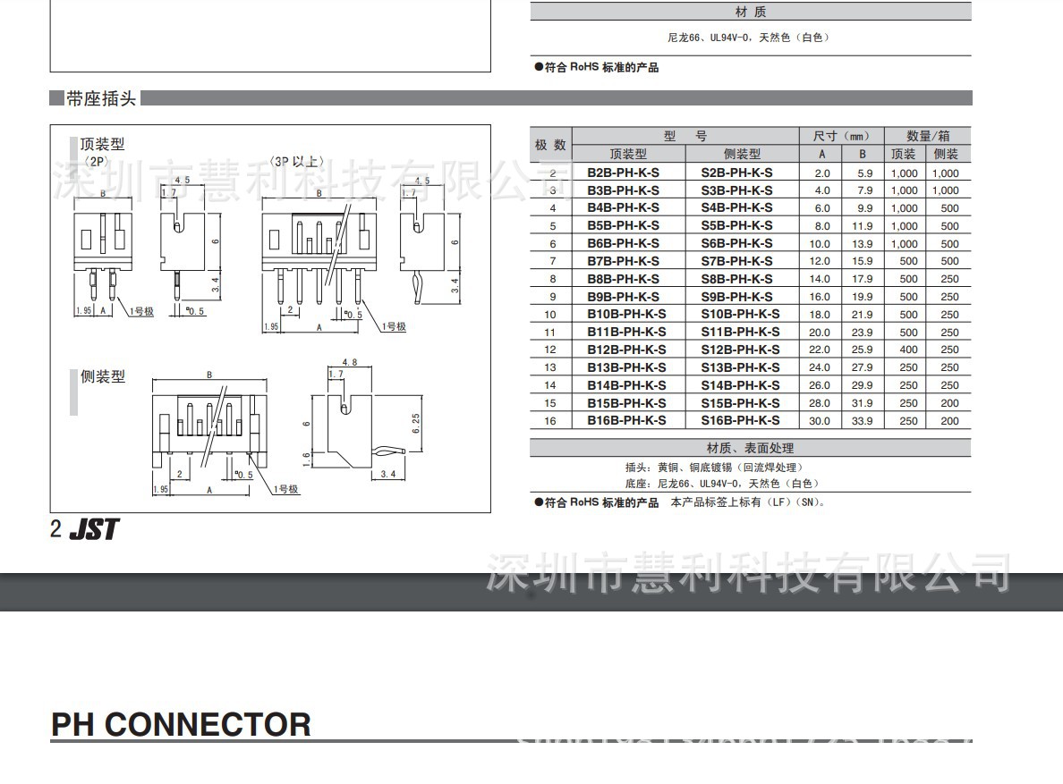S3B-PH-SM4-TB(LF)(SN) JST 连接器 代理经销 原装进口 当天发货-阿里巴巴