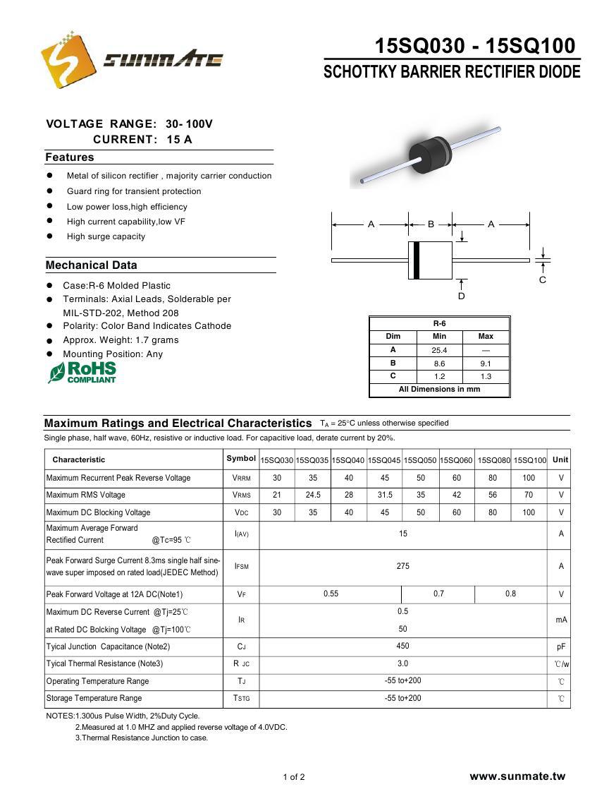 高品质 15SQ030 15SQ045 15SQ060 15SQ100 插件肖特基二极管 15A-阿里巴巴