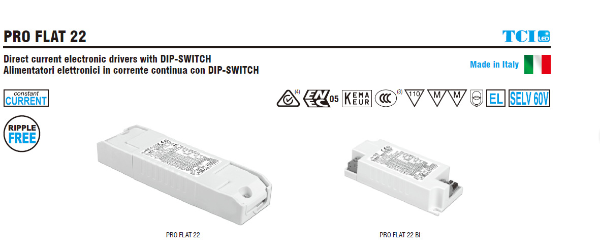意大利TCI拨码无频闪LED照明恒流电源PRO FLAT 22 CCC ENEC认证-阿里巴巴