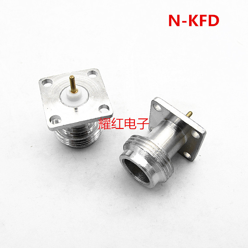 直销N-KFD射频插座N母头带法兰四孔安装盘N母座N带法兰盘 17*17mm-阿里巴巴