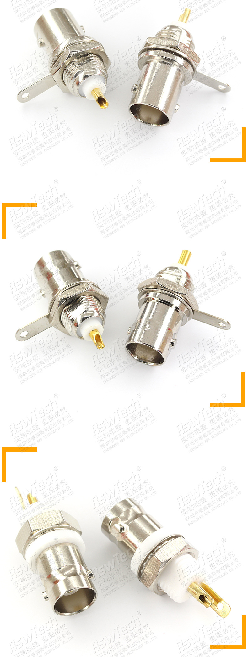 全铜绝缘BNC-50KY焊板母座 BNC-KF四孔法兰面板座Q9-JY示波器插座-阿里巴巴