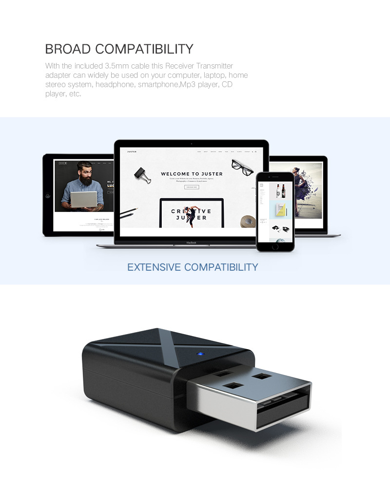 KN320 USB蓝牙发射器接收器二合一5.0汽车电视电脑无线音频适配器-阿里巴巴