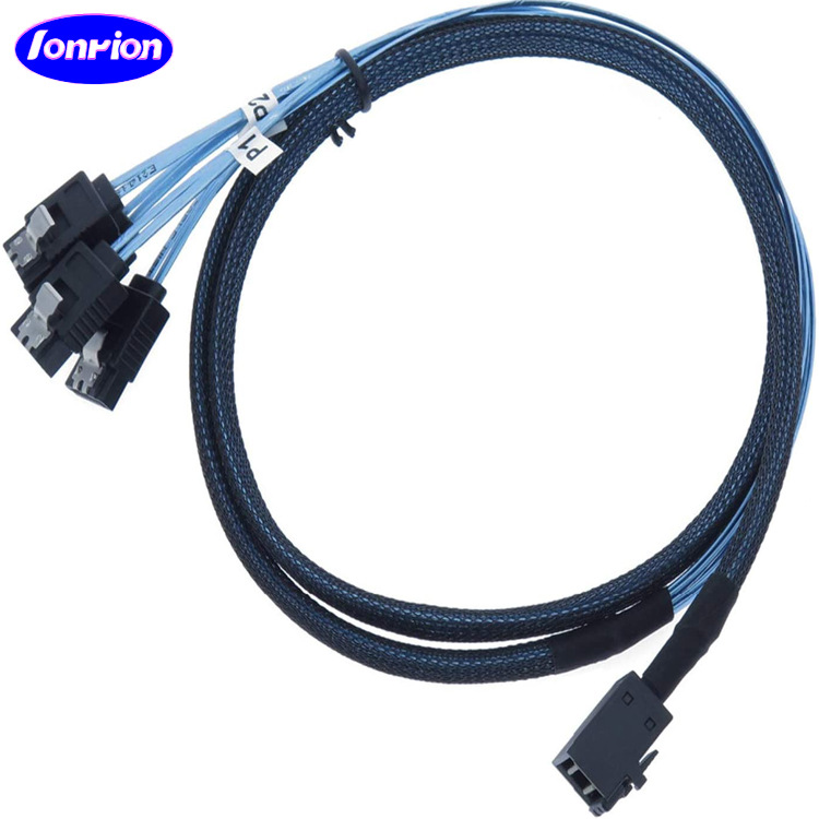 MINISAS hd SFF-8643 转 4个SATA 服务器机内存储硬盘高速线-阿里巴巴