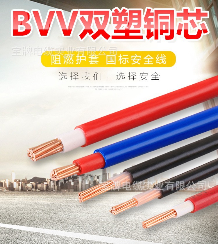 宝牌电线电缆铜芯BVV10 16 25至300平方双皮护套厂房设备电源主线-阿里巴巴