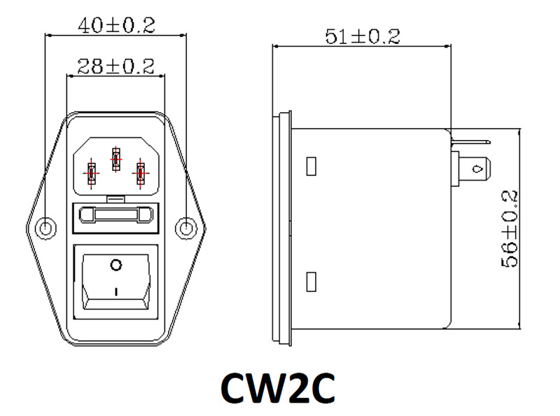 CW2C-06A-T 插座电源滤波器 220V 6A 带开关保险 原厂现货-阿里巴巴