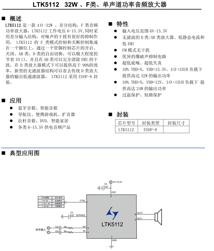 LTK5112 32W F 类 单声道功率音频放大器-阿里巴巴