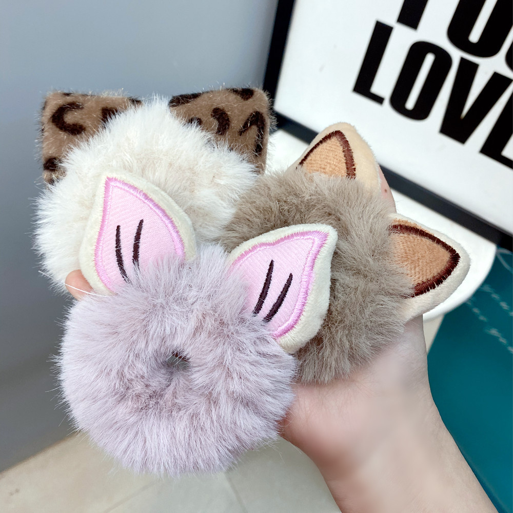 Wholesale cute cat ears plush hair ring - Nihaojewelry