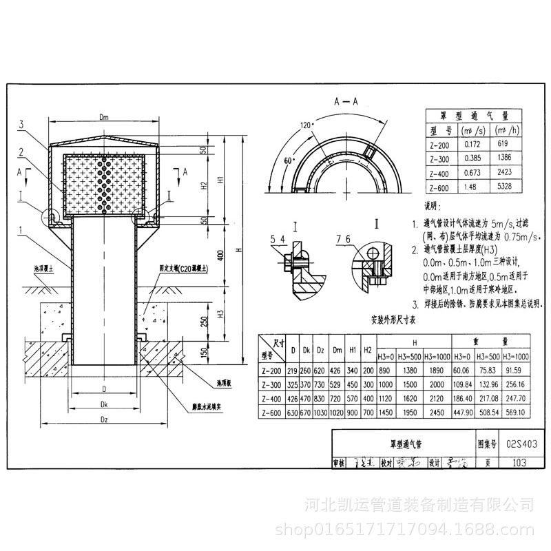 蓄水池用【罩型通气管】02S403-103 Z200 Z300 Z400 Z600 通气帽-阿里巴巴