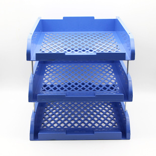 富强439文件架三层文件篮 文件盘A4整理塑料多层资料架铁柱固定-阿里巴巴