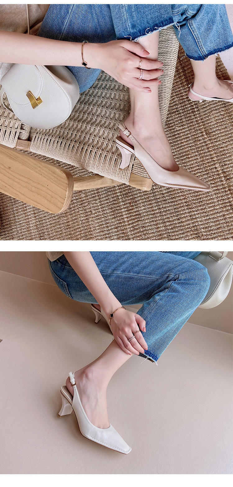 CHIKO Aubrey Square Toe Curve Heels Slingback Shoes