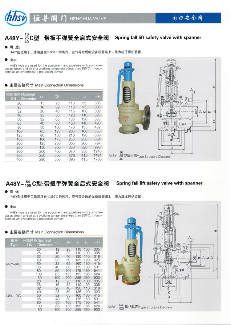 恒华阀门A48H/Y-16/25C/P/R弹簧法兰全启式安全阀锅炉蒸汽泄压阀-阿里巴巴