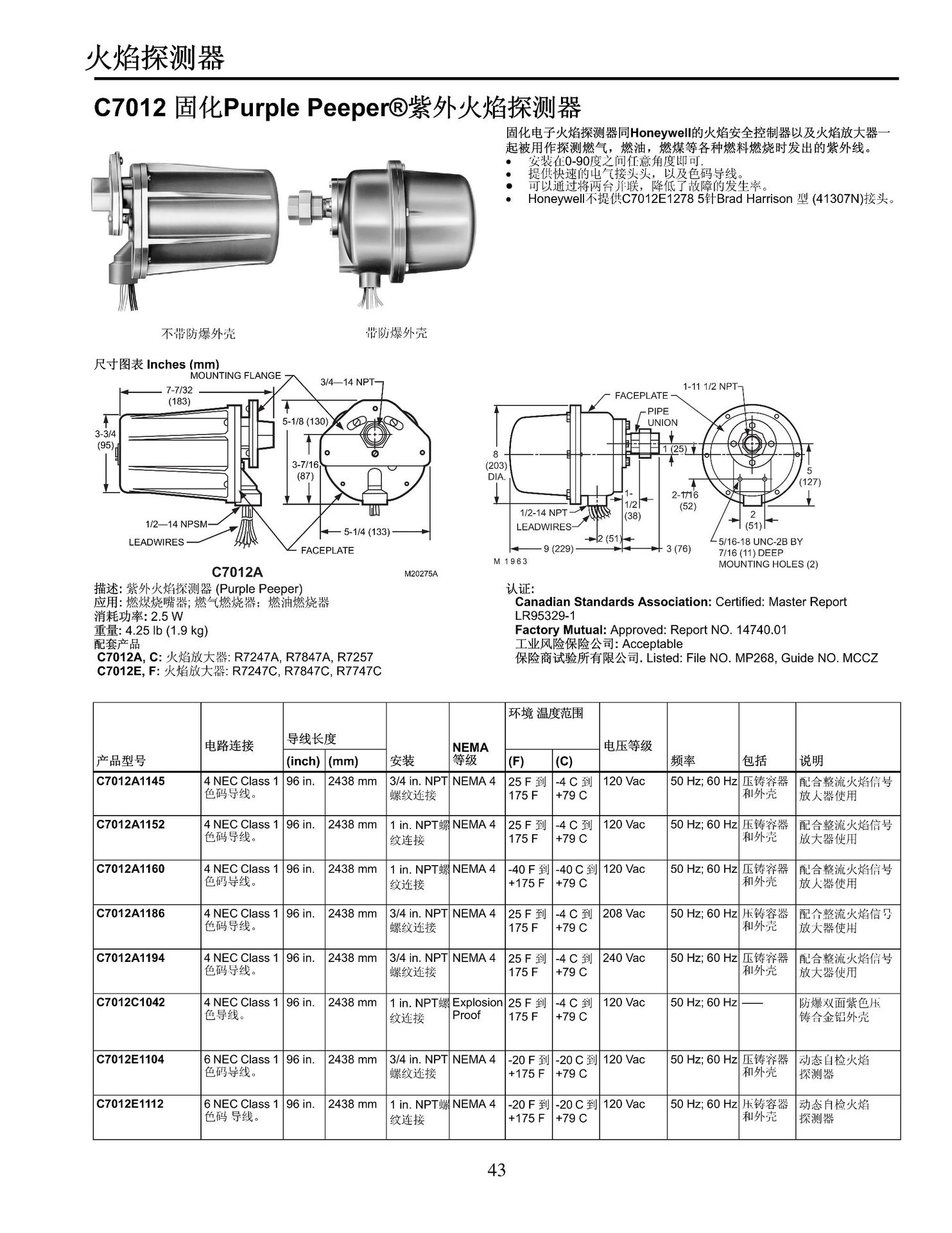honeywell火焰探测管 防爆电磁阀 C7012F1052-阿里巴巴
