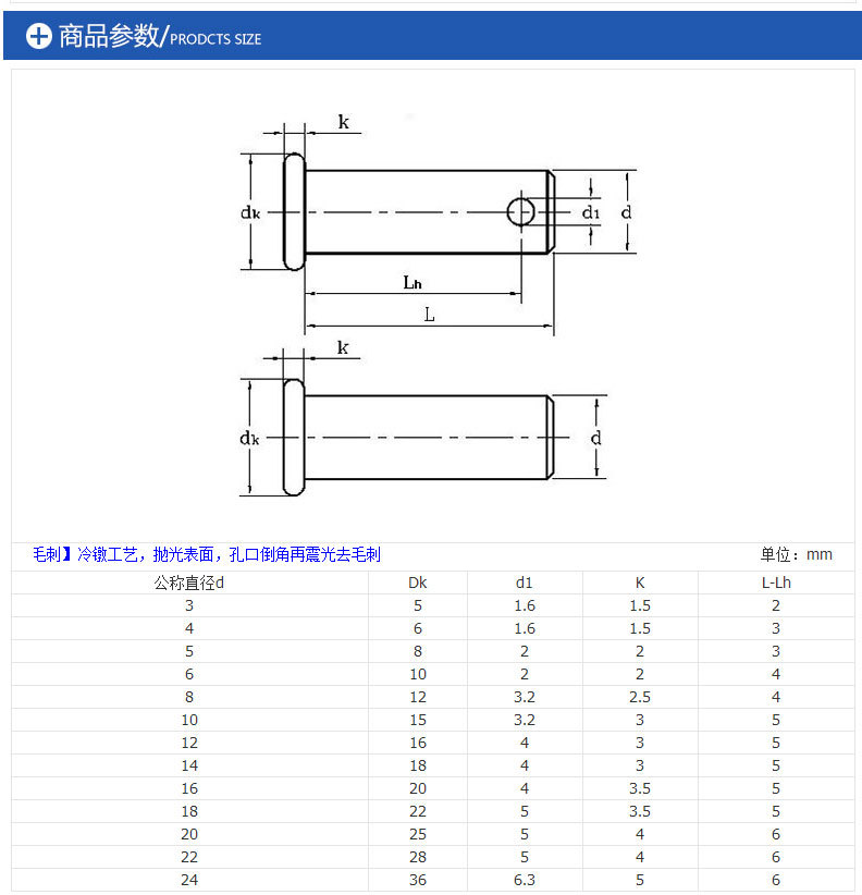 304不锈钢销轴 GB882平头带孔圆柱销定位销销钉M6M8M10M12-阿里巴巴