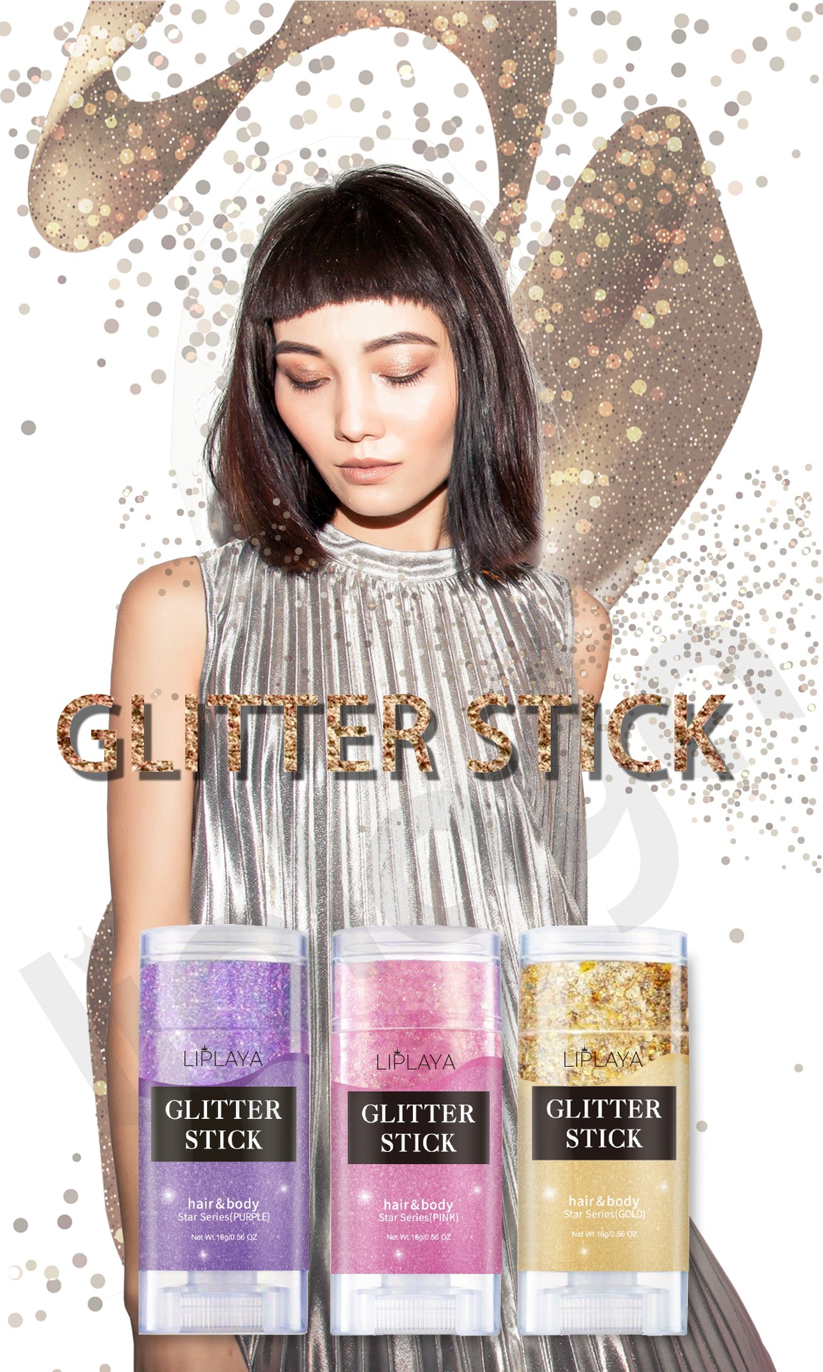Glitter stick闪片棒身体头发舞台聚会幻彩珠光闪片棒16g-阿里巴巴