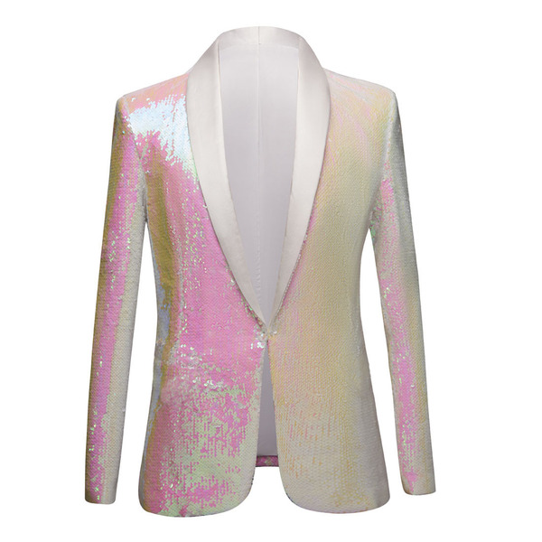 Men's youth green white pink sequined jazz dance blazers singers host ...