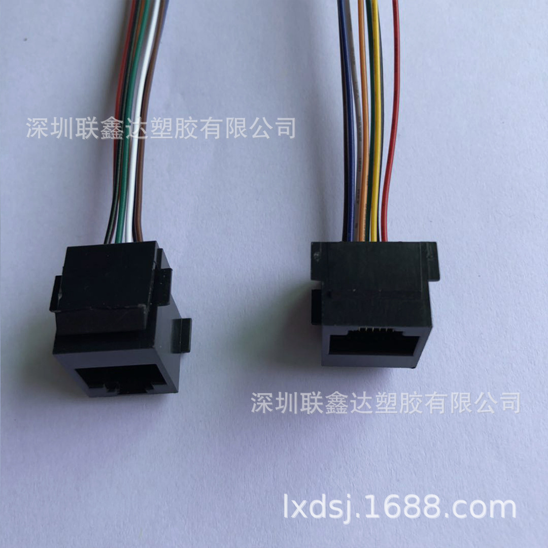 源头厂家 环保648K+2.54 FU 8*100m RJ4分体式带线插座 网口母座-阿里巴巴