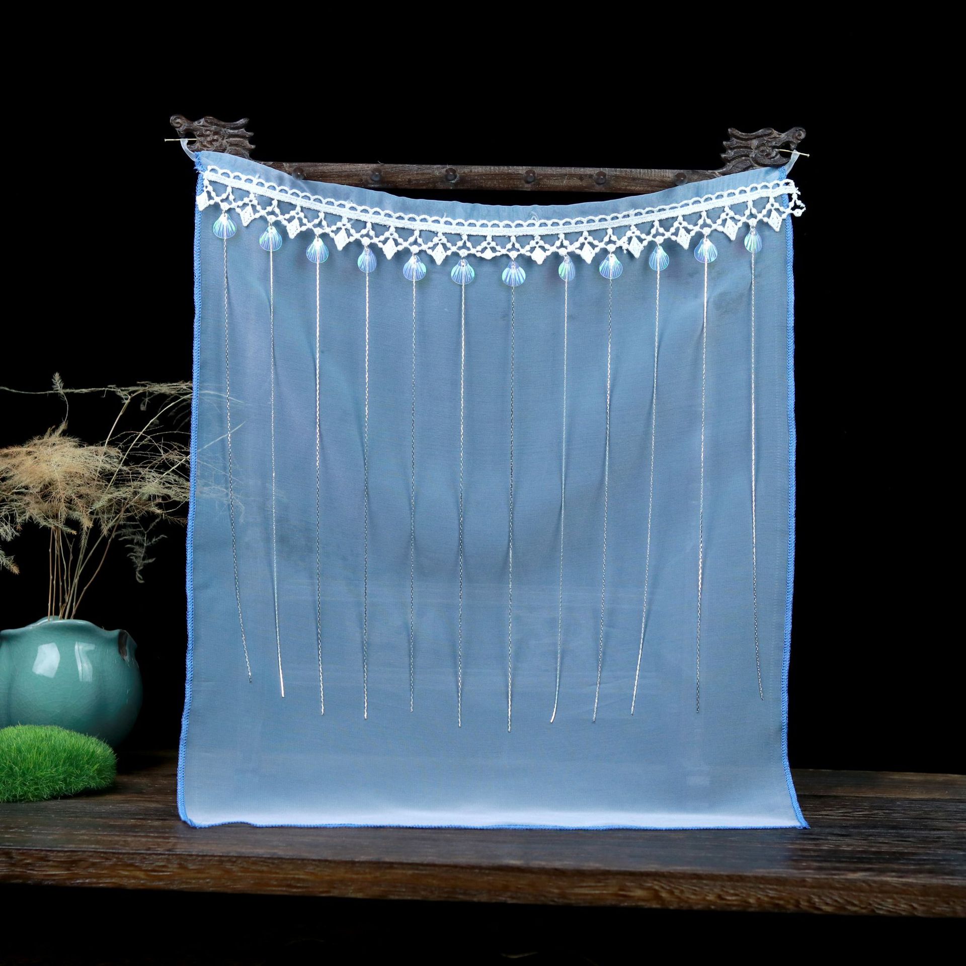 贰玥新品面纱 古风面帘吊坠雪纱遮面纱 仙气汉服面纱影视女侠饰品-阿里巴巴