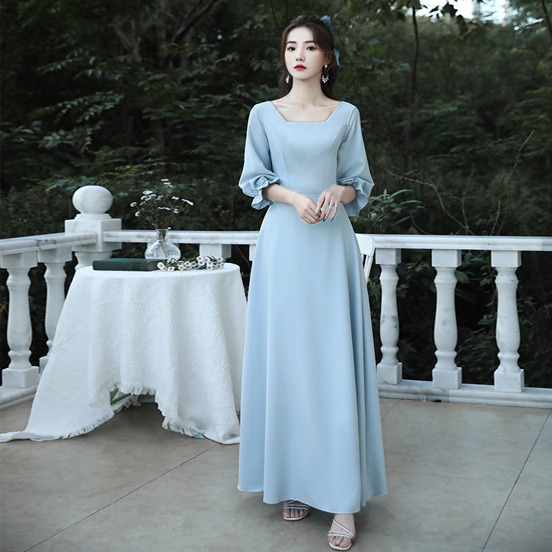 Light blue evening dresses for women girls birthday party gift dresses ...