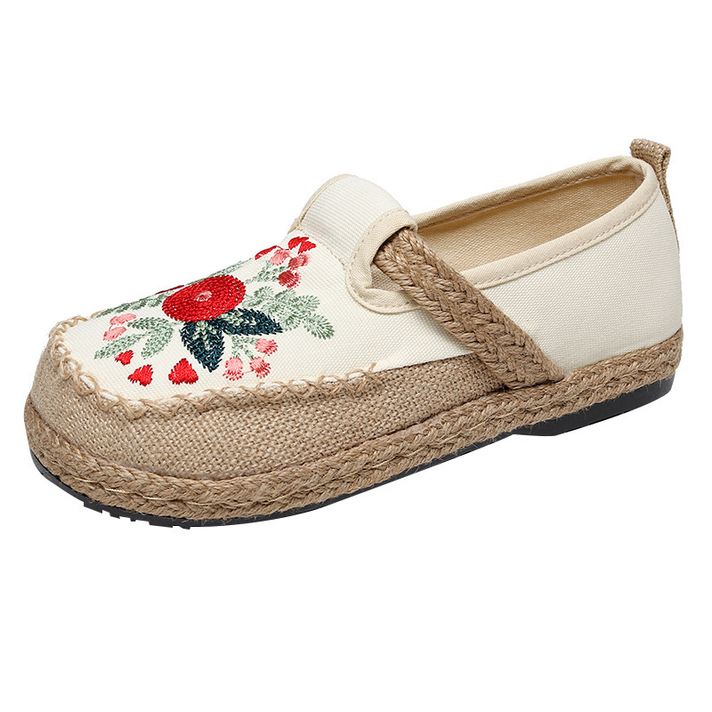 Ethnic style women cloth shoes retro embroidery cotton linen chinese ...