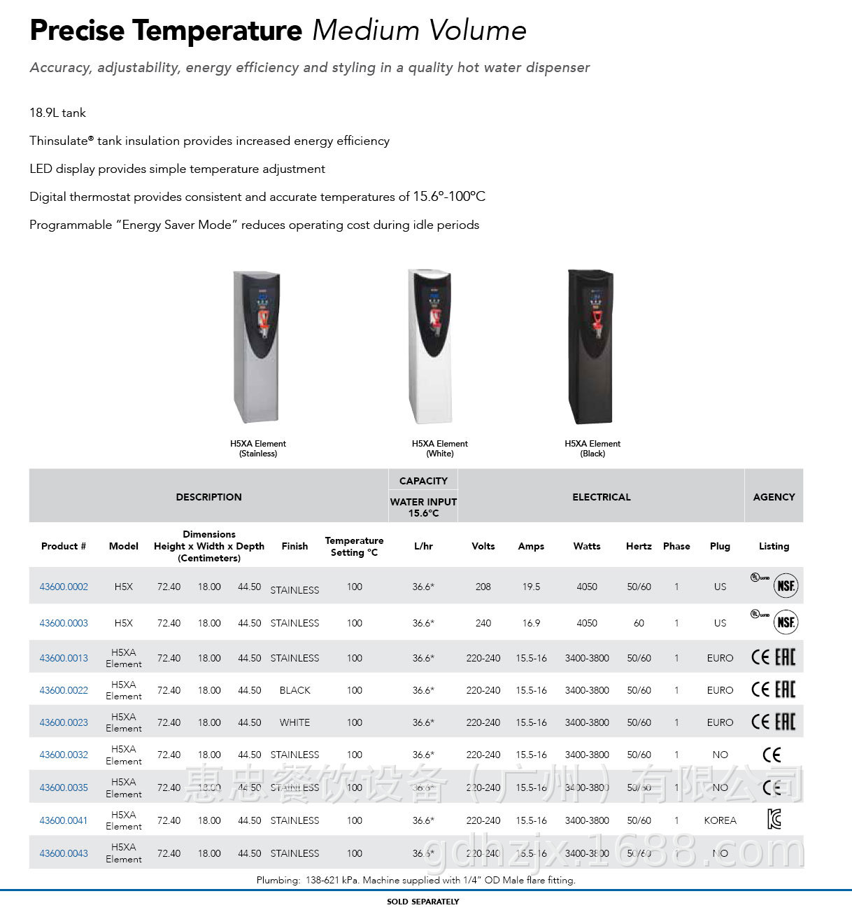 美国BUNN邦恩H5X商用开水机智能热水器H5E升级版容量18.9L台上式-阿里巴巴