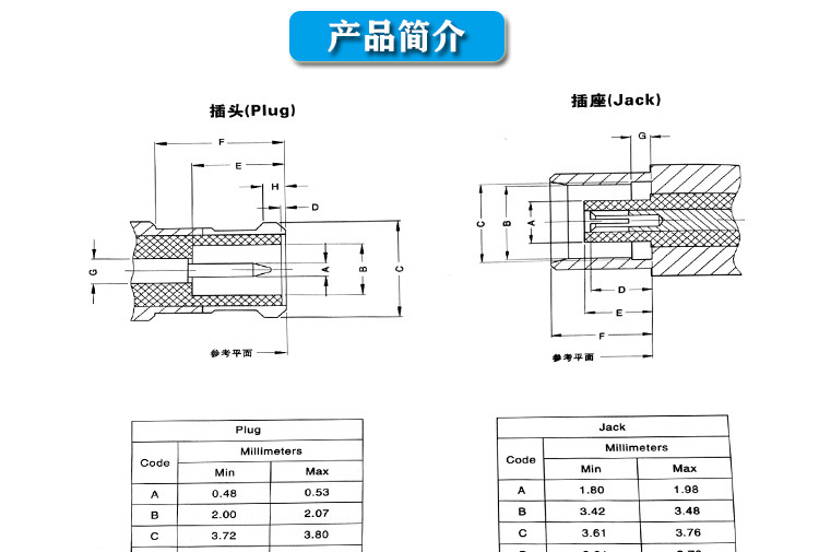 MCX-J-1.5/178铍铜接触头公头射频同轴连接器适用于RG179/316电缆-阿里巴巴