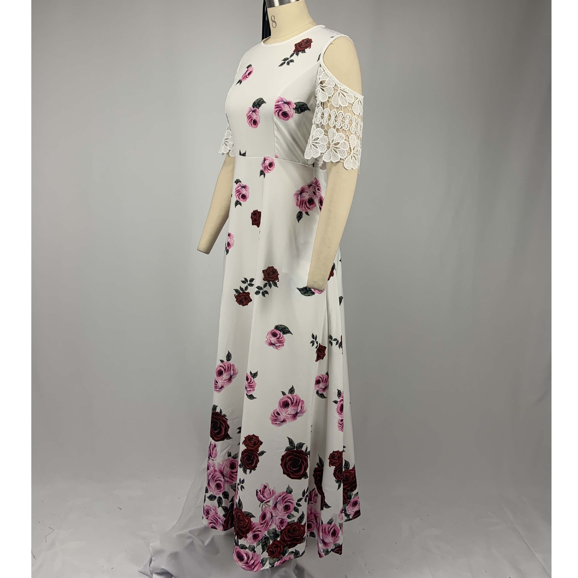 Europe and the United States popular high waist hollow sleeve lace ...