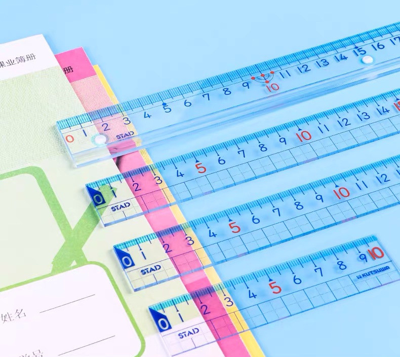 优你客日本kutsuwa学生直尺方格尺30cm高透明尺STAD附姓名贴-阿里巴巴