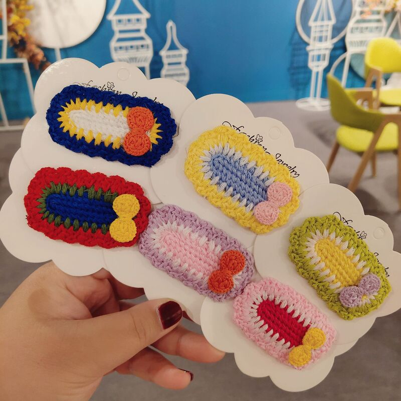 6pcs Snow White knitted Bowknot Hairpin for kids Back bun hair clip ...