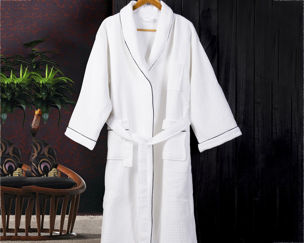 浴袍酒店美容院睡袍浴衣和服领割绒华夫格浴袍纯棉五星级酒店浴袍-阿里巴巴