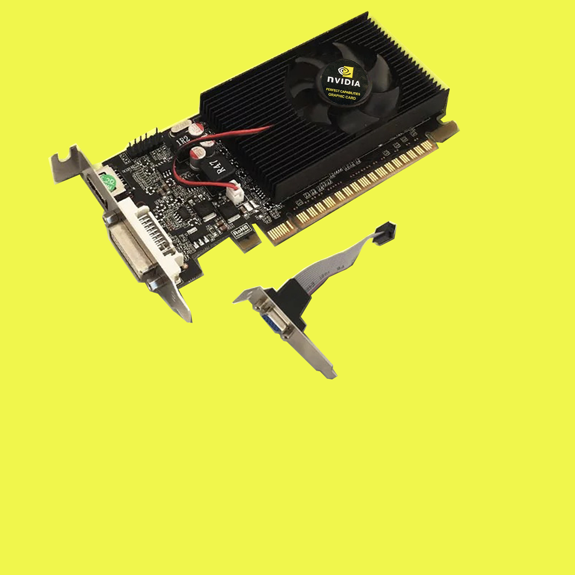 全新双VGA接口显卡GT730 2G显卡610 210 1台式机电脑大小机箱通用-阿里巴巴