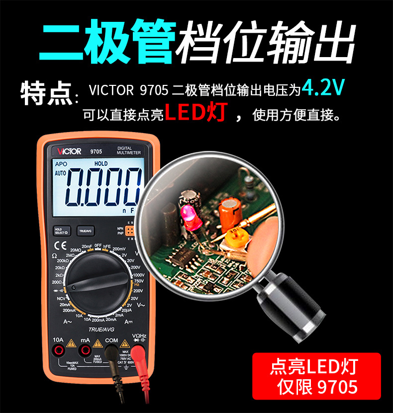 胜利万用表多用表多功能数字表高精度防烧VC890D VC9801A+ 9807-阿里巴巴