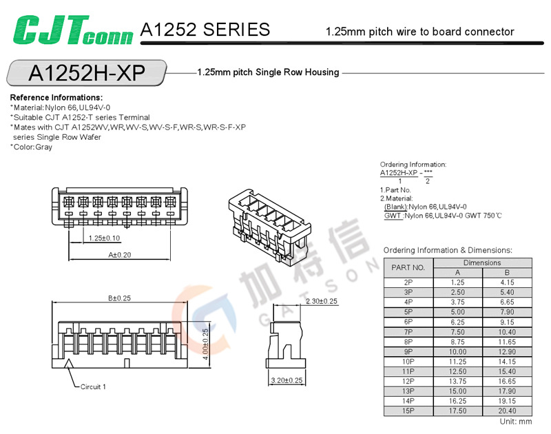 A1252H-2P 连接器原装 压线端子胶壳 间距P=1.25mm-阿里巴巴