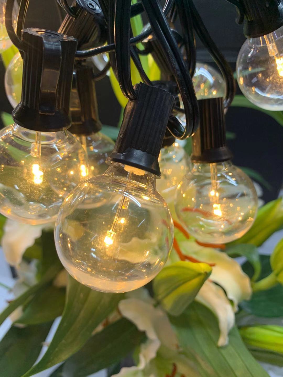 G40 灯串 220V 清光 25灯 欧规美规 婚礼装饰节日灯串 国内可用-阿里巴巴