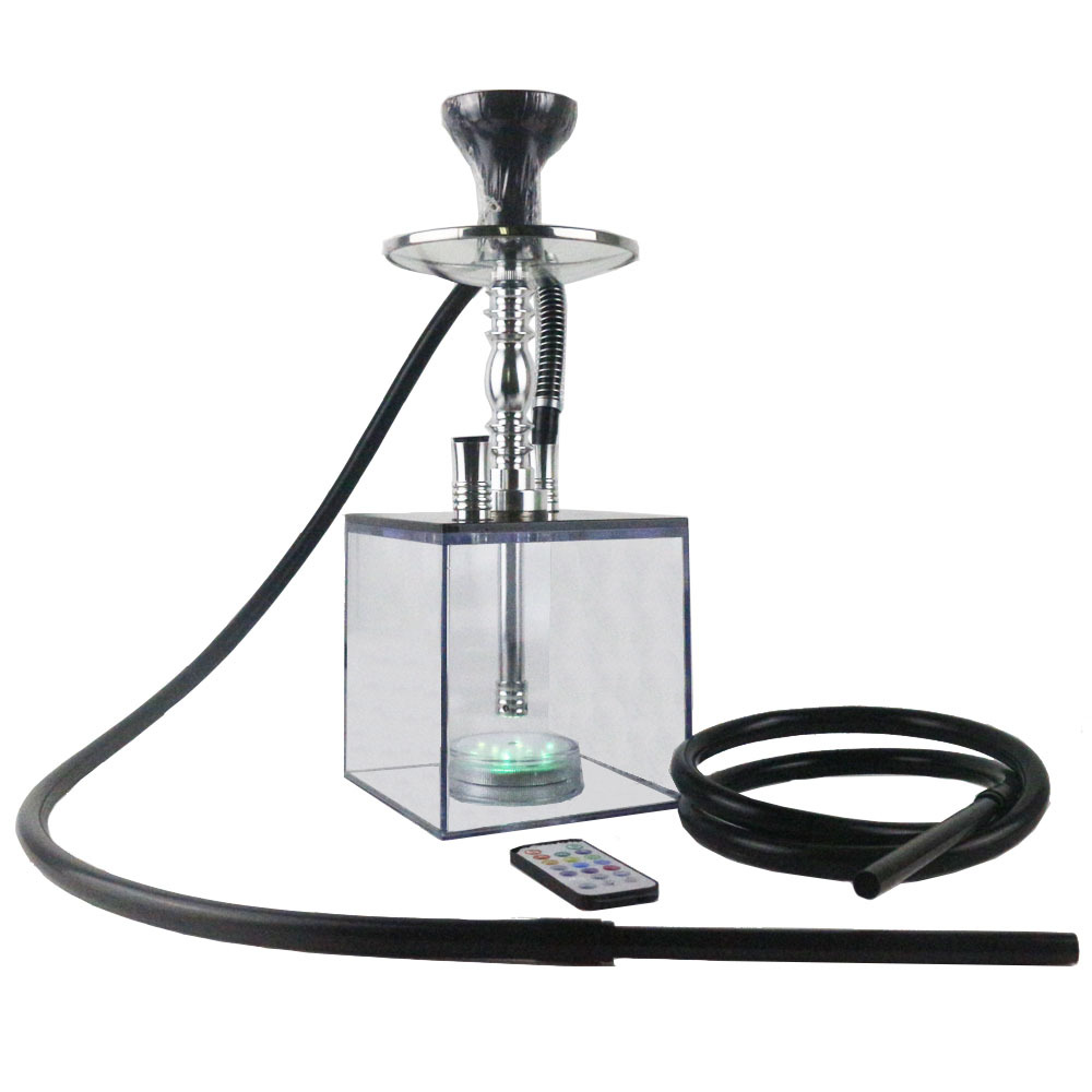 Arabian Acrylic Hookah Set with Led Light Square Double-Tube Hookah ...