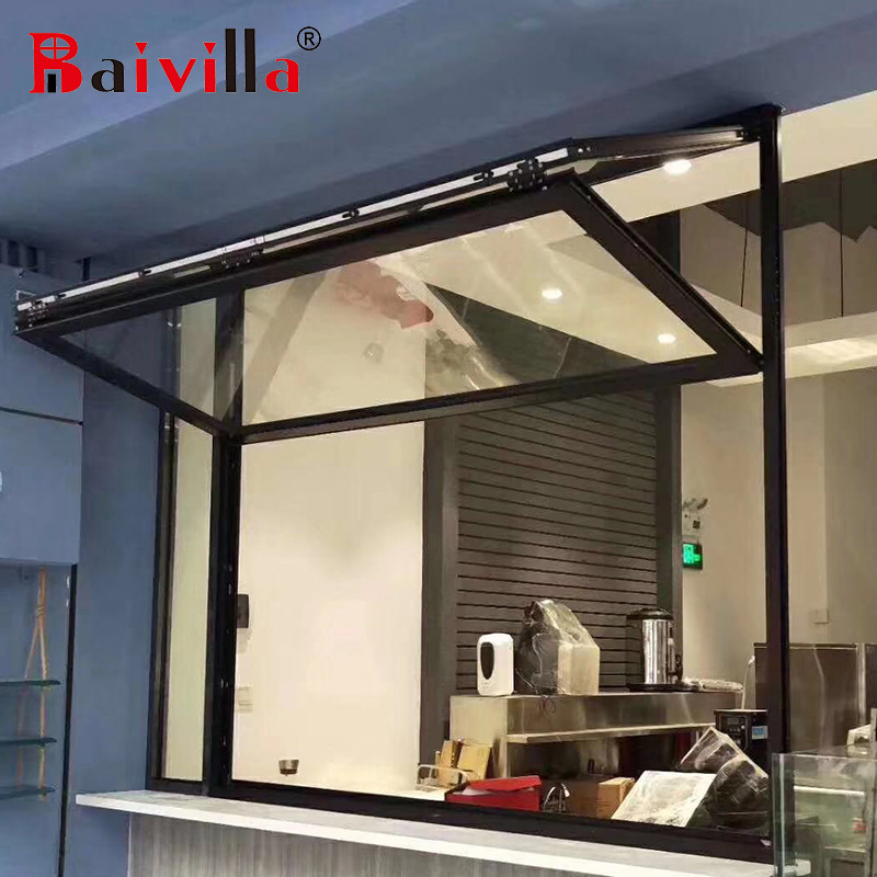 上下折叠窗全开窗上折窗无框阳台窗室内提拉窗窗户全景铝合金门窗