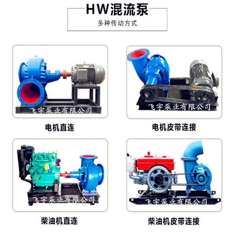 混流泵飞宇泵业 300HW-5 300HW-8 300HW-12 蜗壳混流泵浇灌泵-阿里巴巴