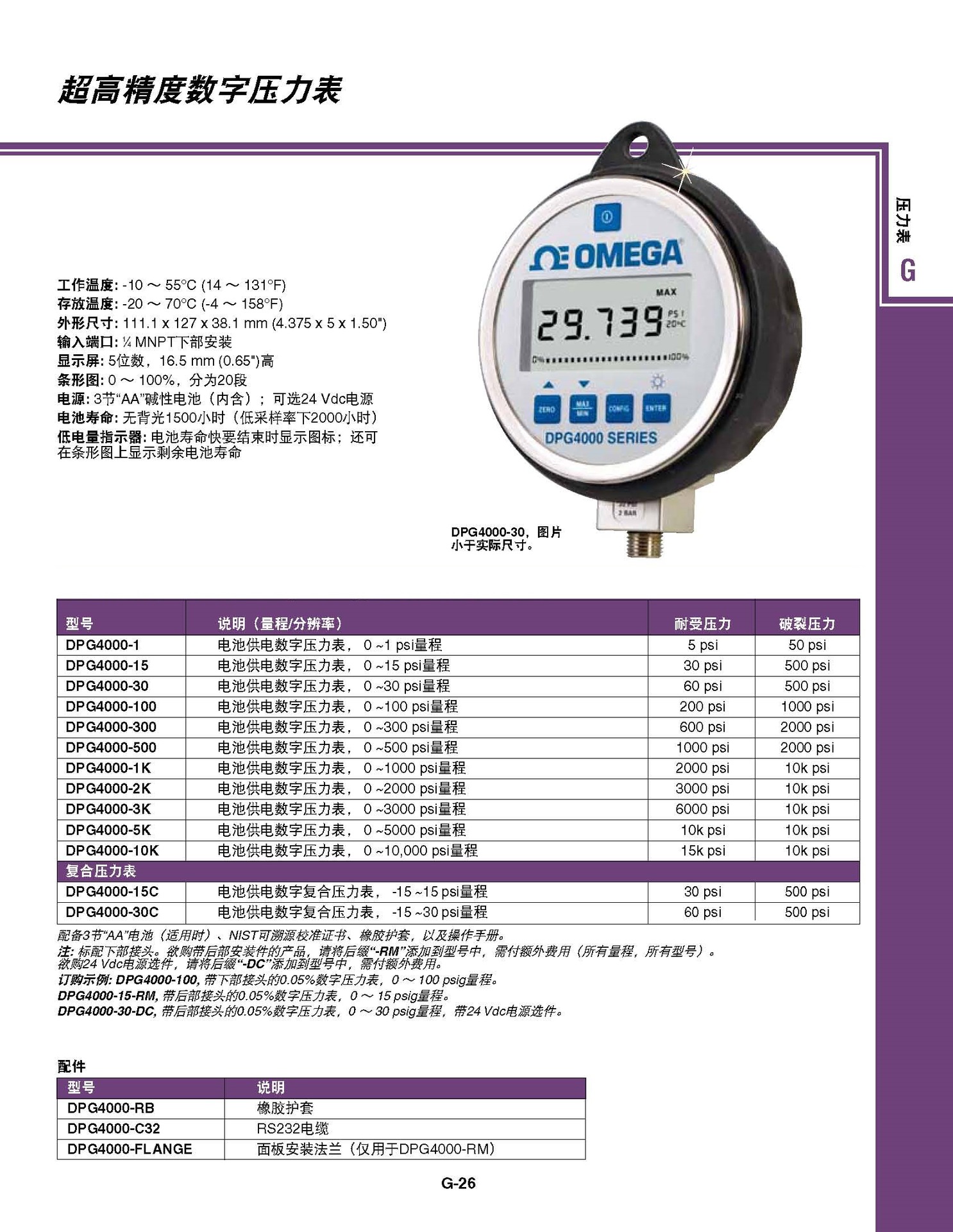 美国高精度数显压力表DPG4000-100-RM-DC,DPG4000-10K,DPG4000-15-搜了网